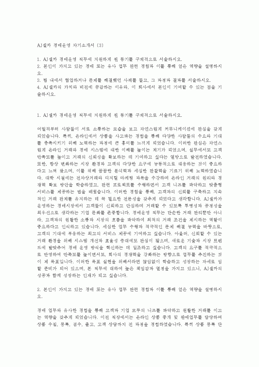 AJ셀카 경매운영 자기소개서 (3)