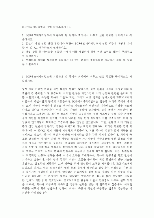 BGF에코머티리얼즈 영업 자기소개서 (3)
