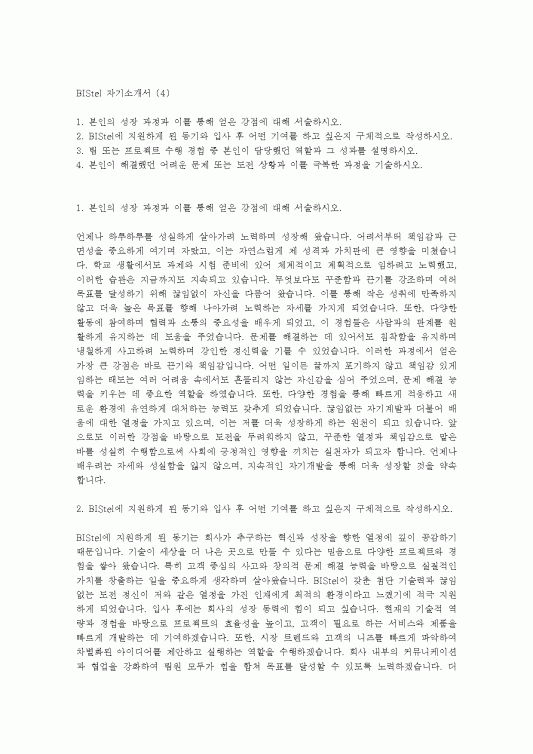 BIStel 자기소개서 (4)