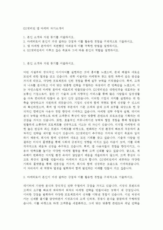 GS넷비전 앱 마케터 자기소개서
