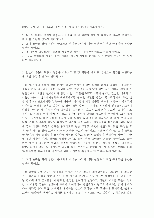 BMW 공식 딜러사_내쇼날-평택 지점-테크니션(TE) 자기소개서 (1)