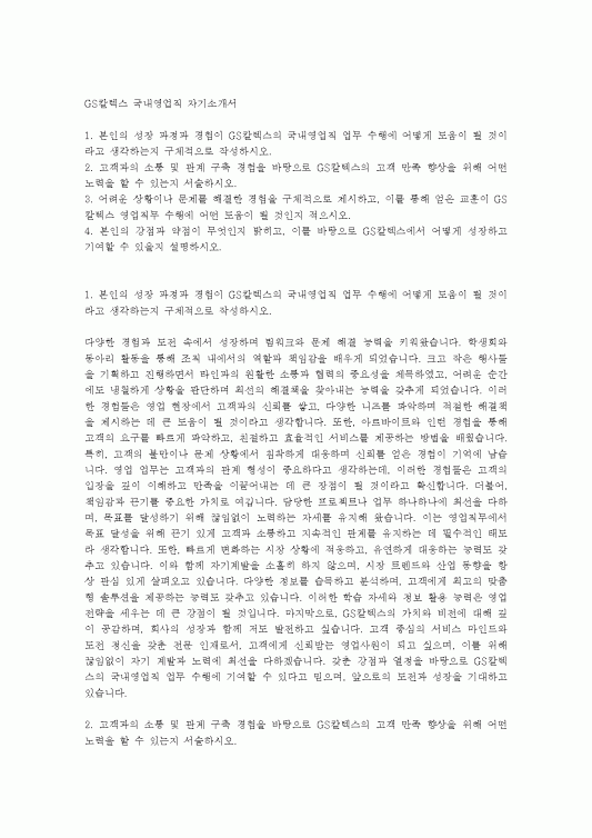 GS칼텍스 국내영업직 자기소개서