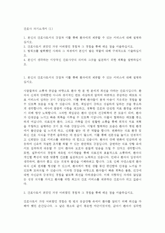 간호사 자기소개서 (1)