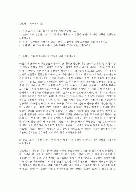 간호사 자기소개서 (11)