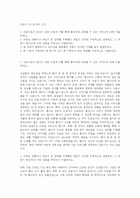 간호사 자기소개서 (12)