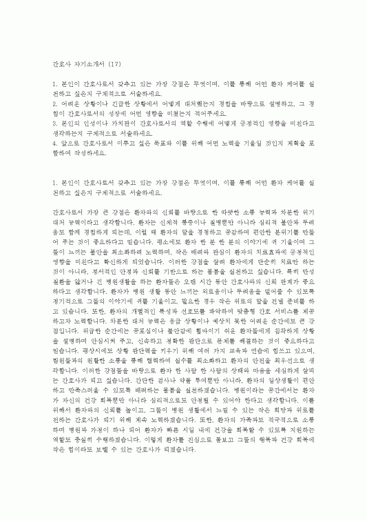 간호사 자기소개서 (17)