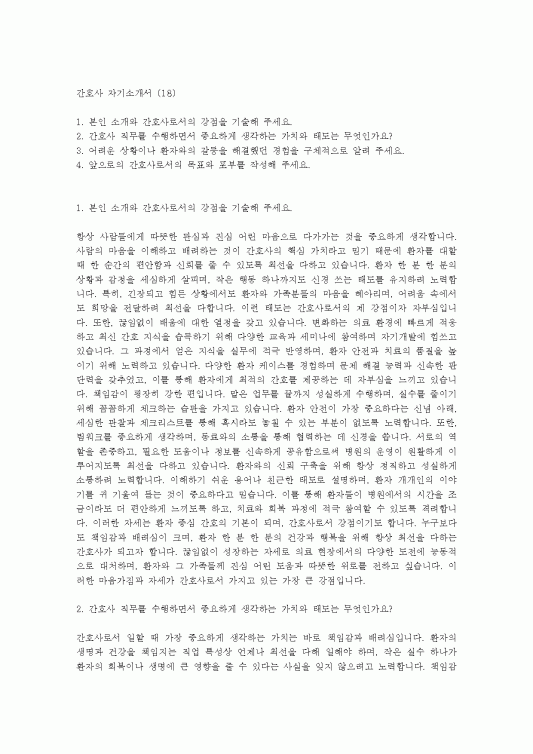 간호사 자기소개서 (18)