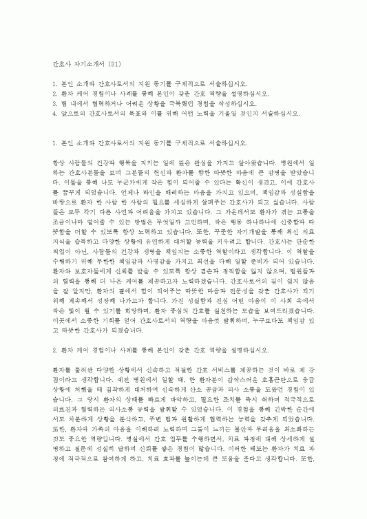 간호사 자기소개서 (31)