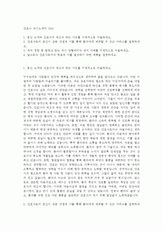 간호사 자기소개서 (54)