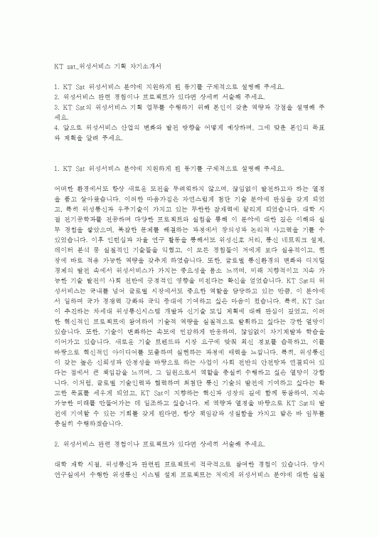 KT sat_위성서비스 기획 자기소개서