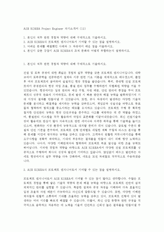 ASE KOREA Project Engineer 자기소개서 (12)