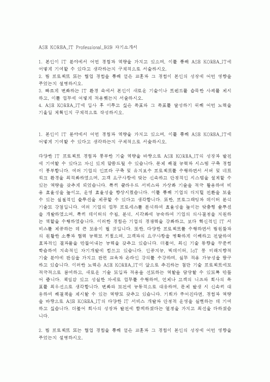 ASE KOREA_IT Professional_B2B 자기소개서
