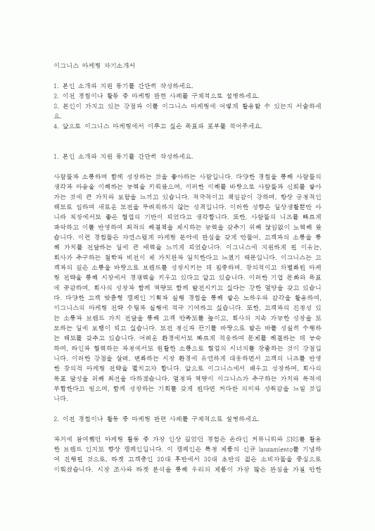 이그니스 마케팅 자기소개서
