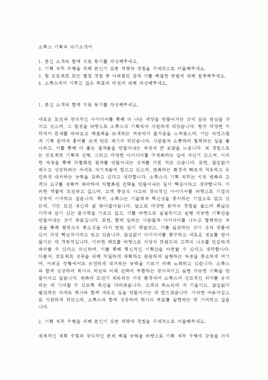 소룩스 기획직 자기소개서