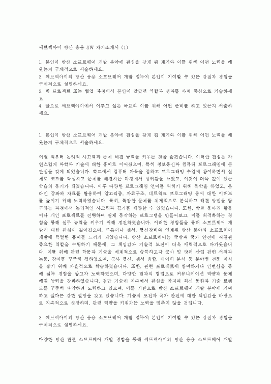 쎄트렉아이 방산 응용 SW 자기소개서 (1)