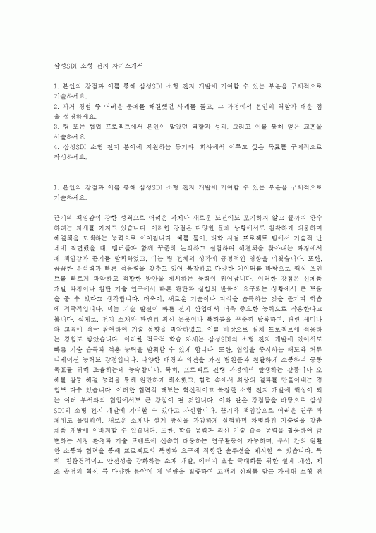 삼성SDI 소형 전지 자기소개서