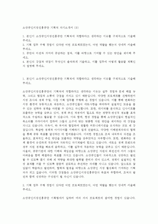 소상공인시장진흥공단 기획직 자기소개서 (9)