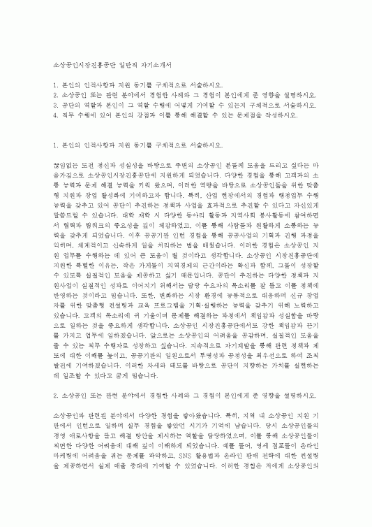 소상공인시장진흥공단 일반직 자기소개서