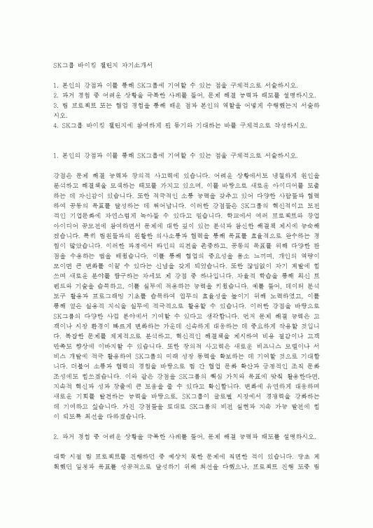 SK그룹 바이킹 챌린지 자기소개서