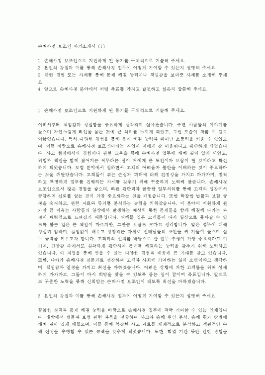 손해사정 보조인 자기소개서 (1)