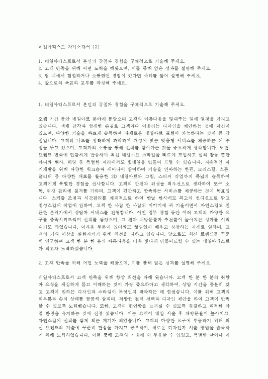 네일아티스트 자기소개서 (3)