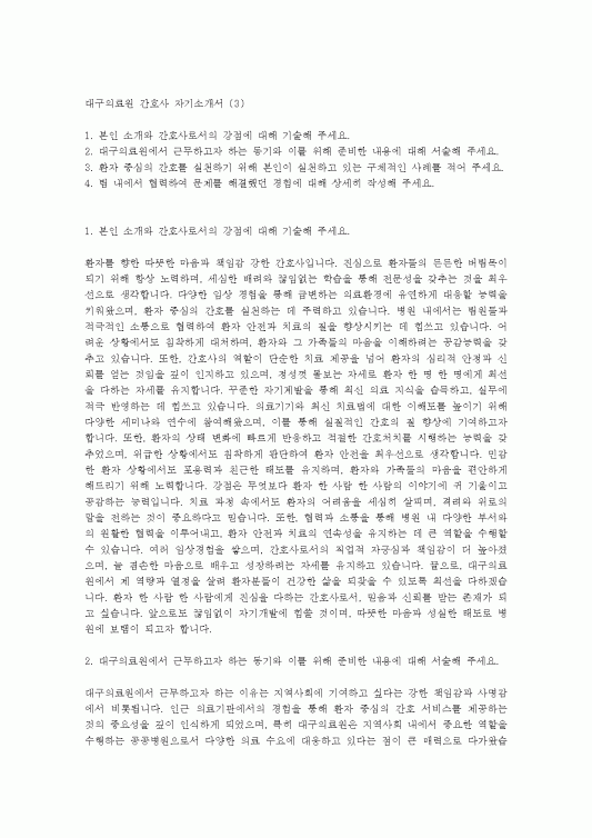 대구의료원 간호사 자기소개서 (3)
