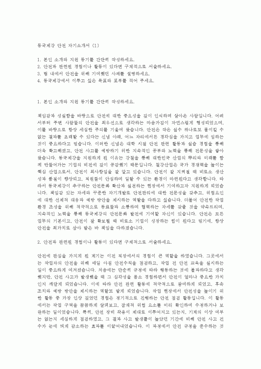 동국제강 안전 자기소개서 (1)
