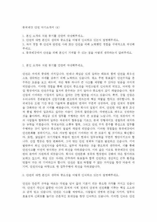 동국제강 안전 자기소개서 (4)