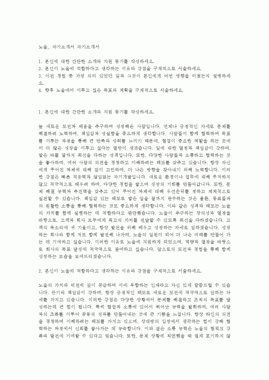 노을_ 자기소개서