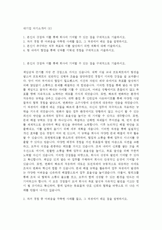 대기업 자기소개서 (6)