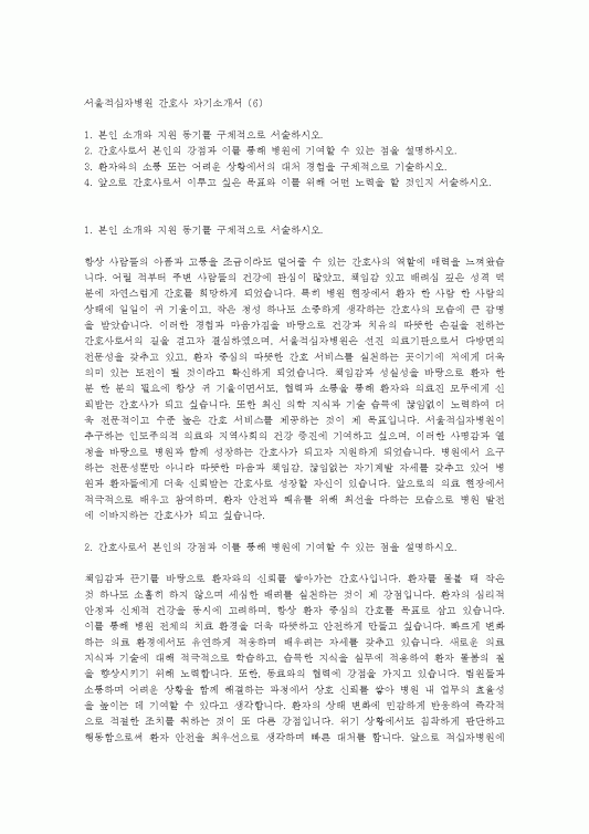 서울적십자병원 간호사 자기소개서 (6)