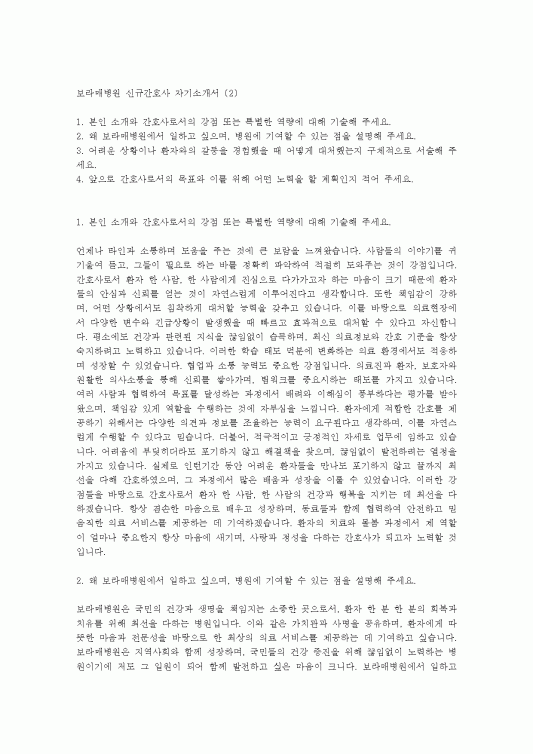 보라매병원 신규간호사 자기소개서 (2)