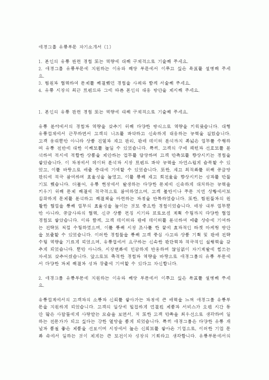 애경그룹 유통부문 자기소개서 (1)