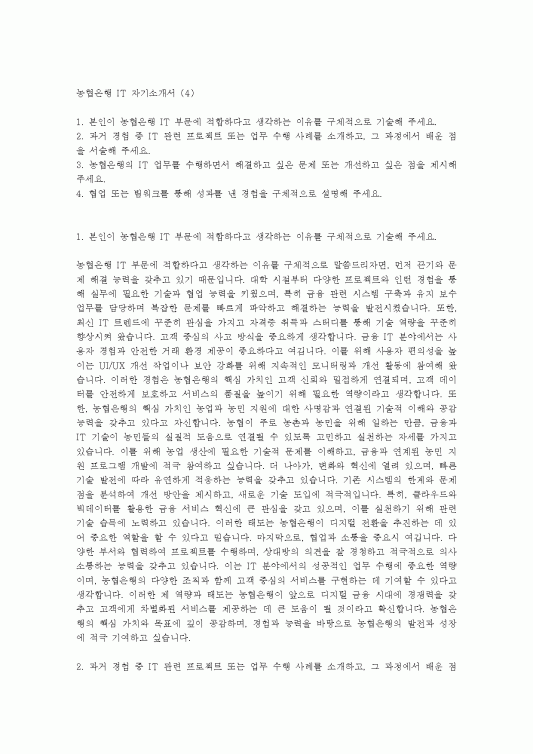 농협은행 IT 자기소개서 (4)