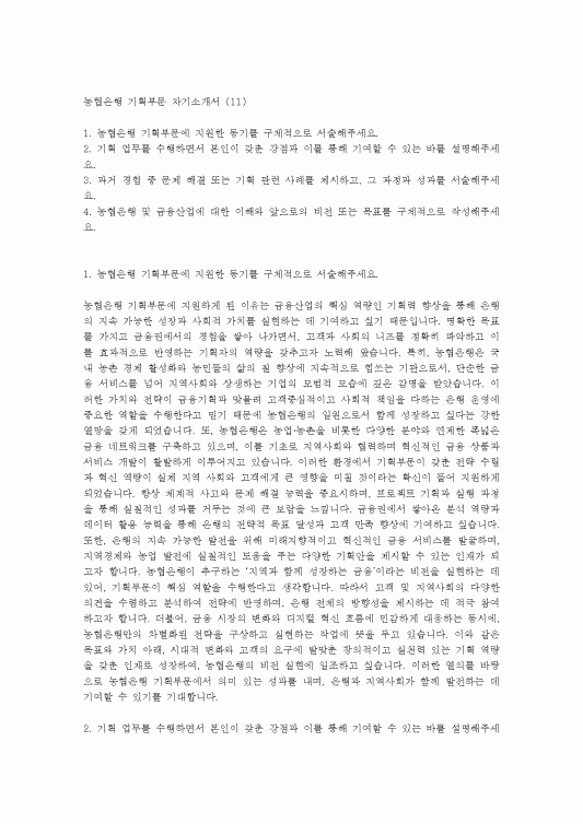 농협은행 기획부문 자기소개서 (11)