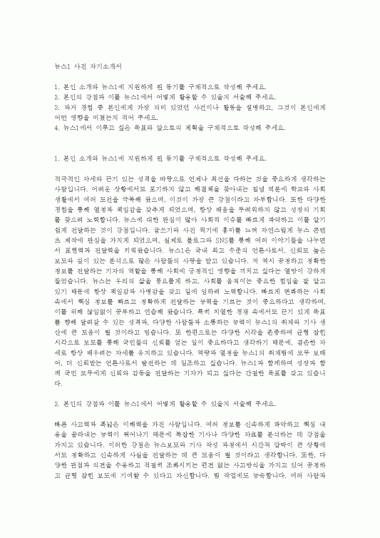 뉴스1 사진 자기소개서