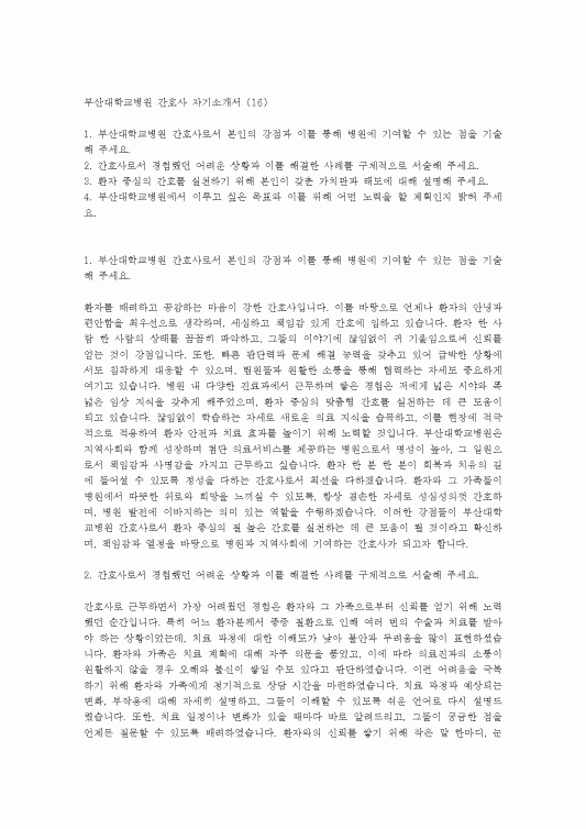 부산대학교병원 간호사 자기소개서 (16)