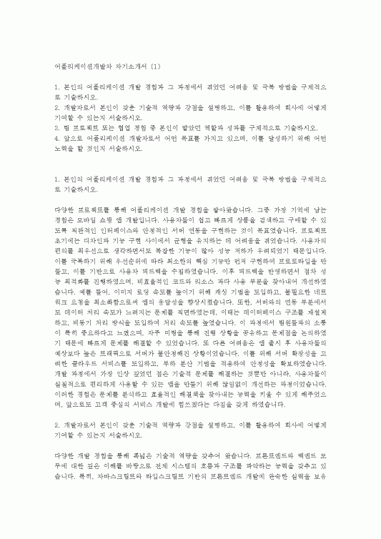 어플리케이션개발자 자기소개서 (1)