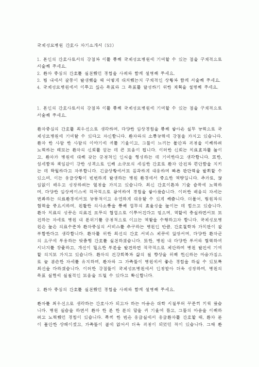 국제성모병원 간호사 자기소개서 (53)
