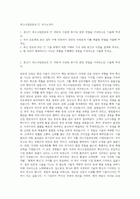 매그나칩반도체 IT 자기소개서