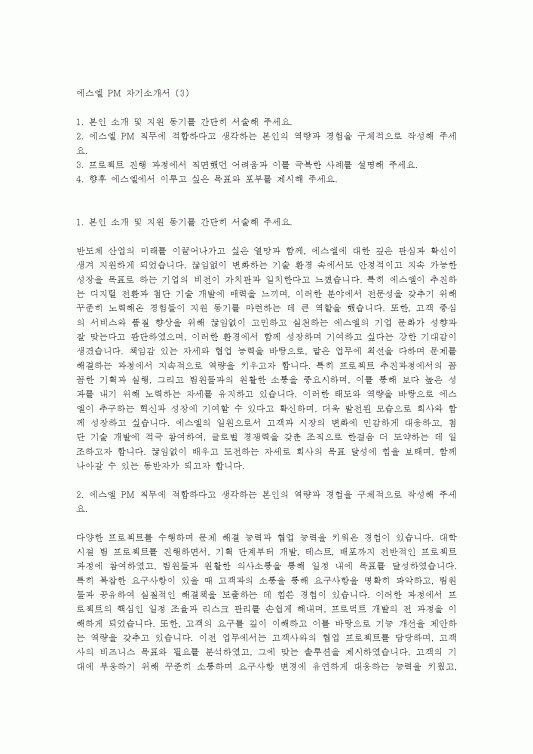 에스엘 PM 자기소개서 (3)