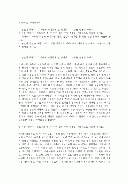 세메스 IT 자기소개서