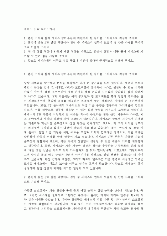 세메스 S W 자기소개서