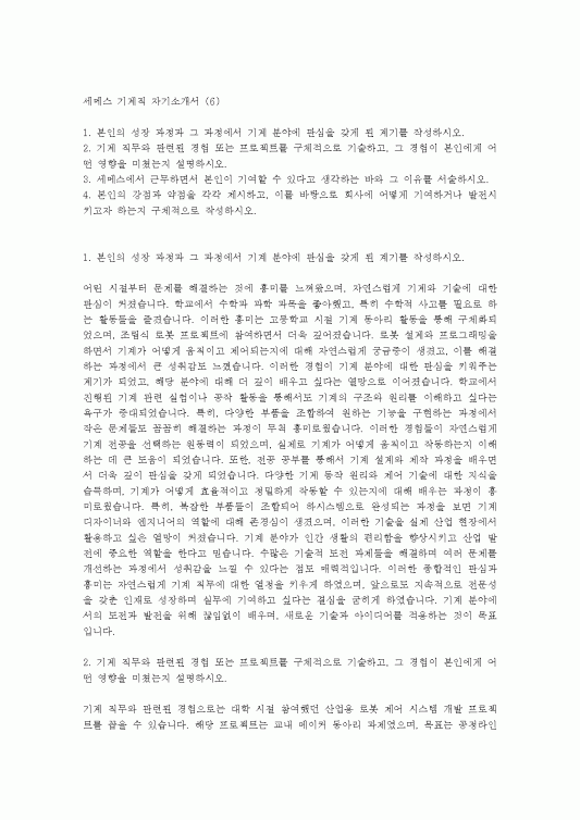 세메스 기계직 자기소개서 (6)