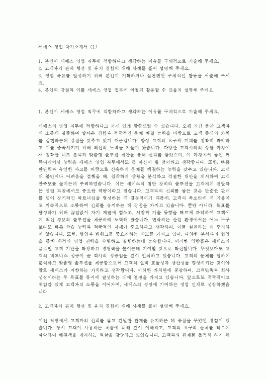 세메스 영업 자기소개서 (1)