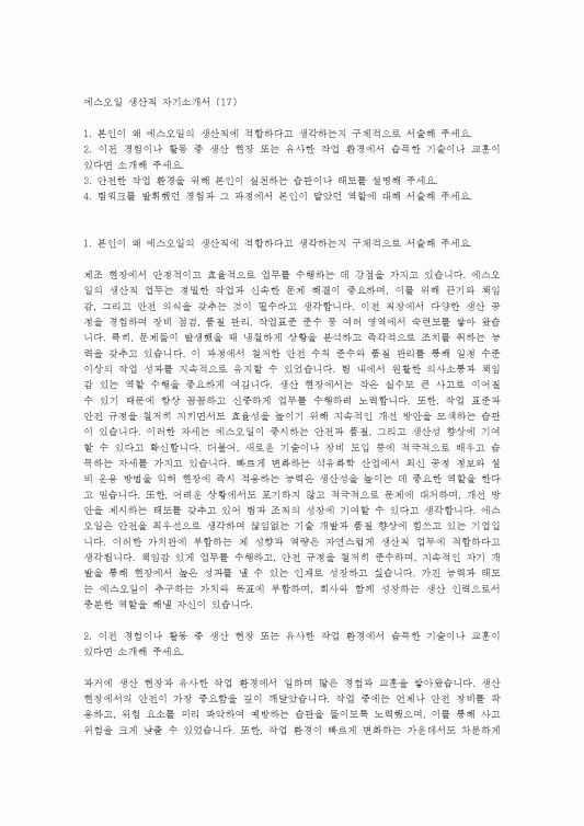 에스오일 생산직 자기소개서 (17)