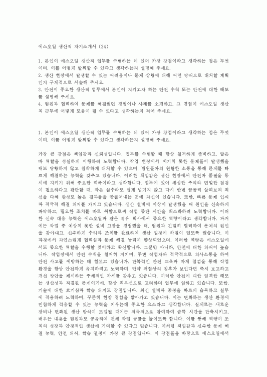 에스오일 생산직 자기소개서 (24)