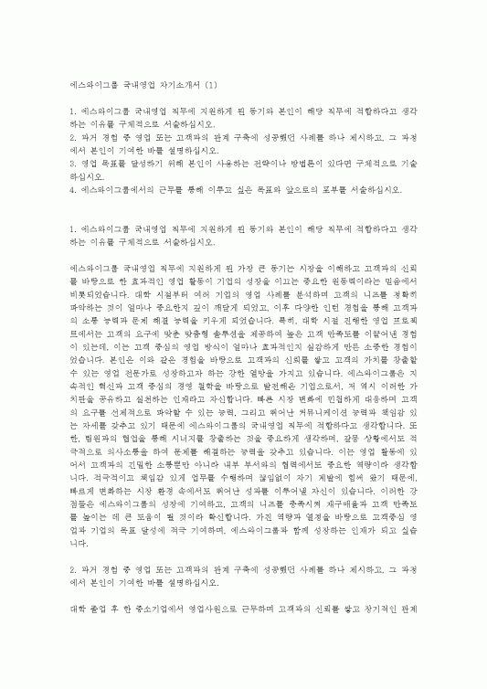 에스와이그룹 국내영업 자기소개서 (1)