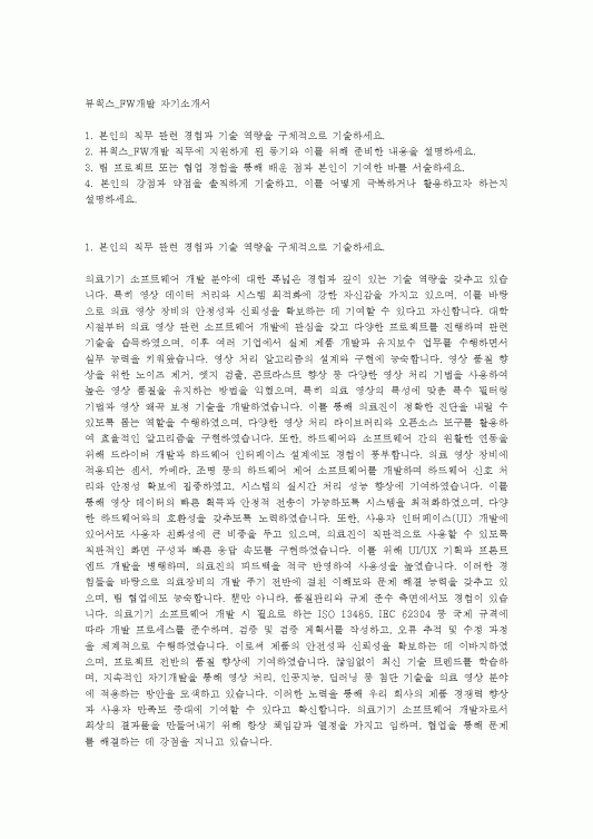 뷰웍스_FW개발 자기소개서