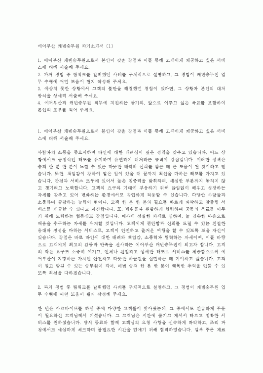 에어부산 캐빈승무원 자기소개서 (1)